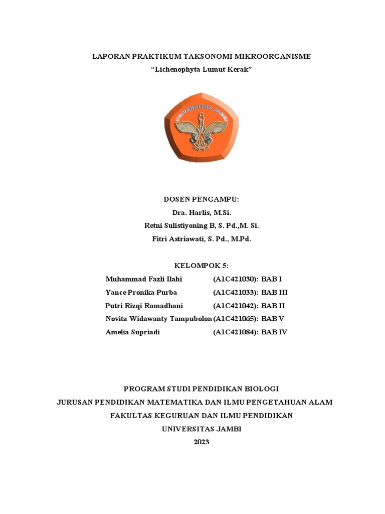 Laporan Praktikum Lichenophyta (Lumut Kerak) | PDF