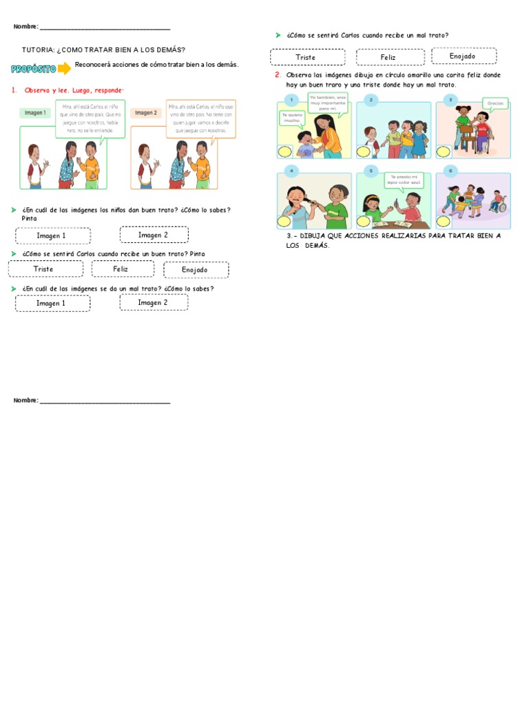 E1 Ficha D5 Tutoría Como Tratar Bien A Los Demás Johana | PDF