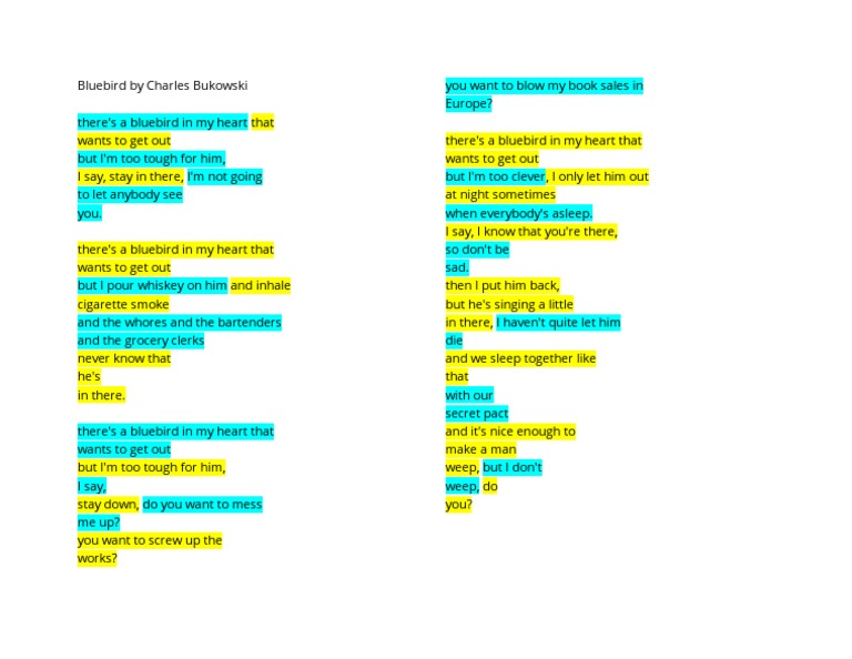 Bluebird by Charles Bukowski | PDF