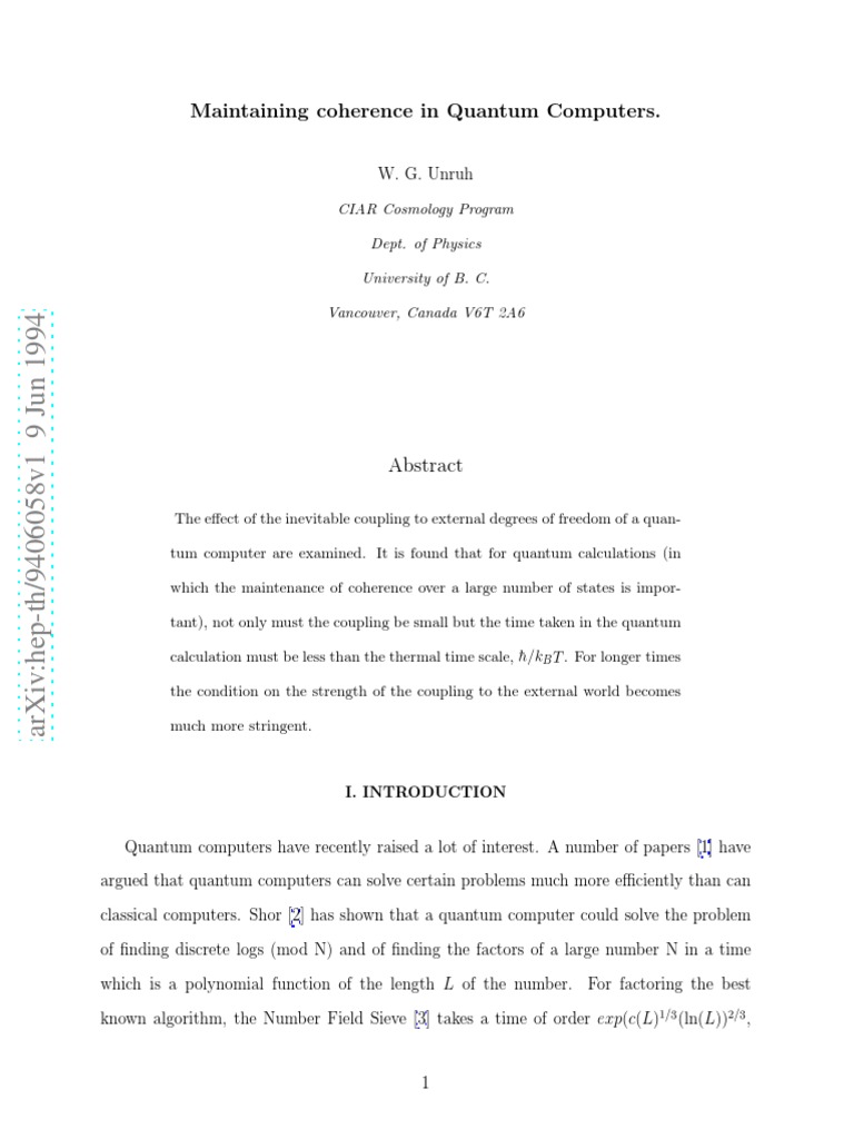 Maintaining Coherence in Quantum Computers. | PDF | Quantum Computing | Quantum Mechanics