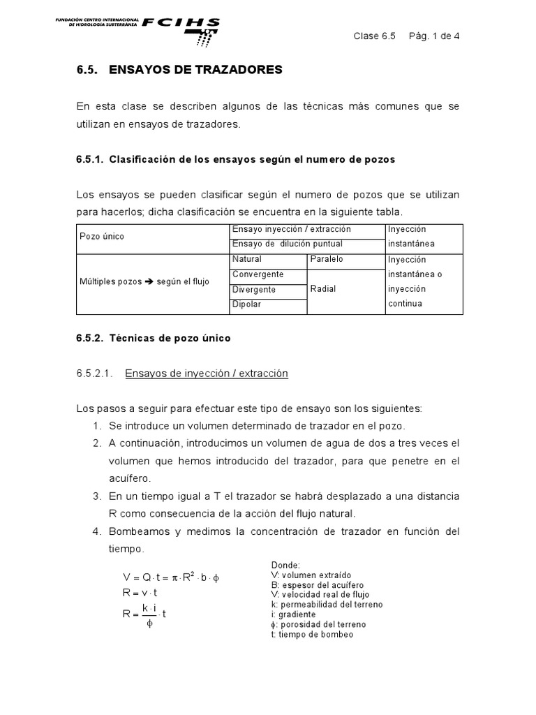 6.5. Ensayos de Trazadores: 6.5.1. Clasificación de Los Ensayos Según ...