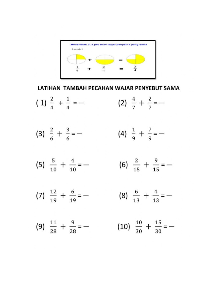 Tambah Pecahan | PDF