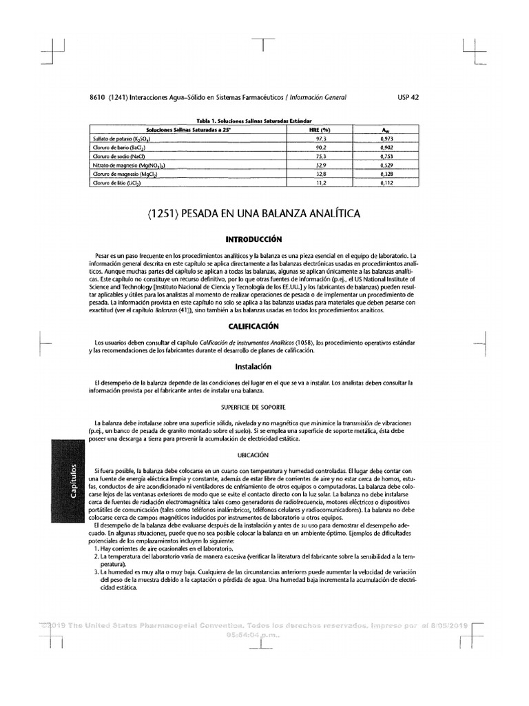 1251 Pesada en Una Balanza Analitica USP 42 | PDF
