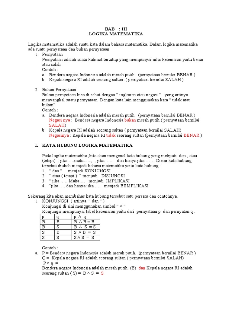 Logika Pernyataan dan Negasi | PDF
