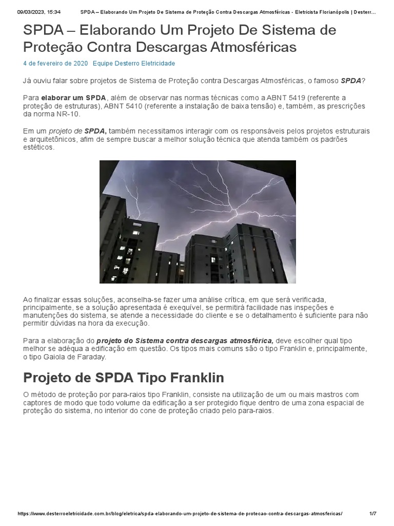 SPDA - Elaborando Um Projeto | PDF | Relâmpago | Eletromagnetismo