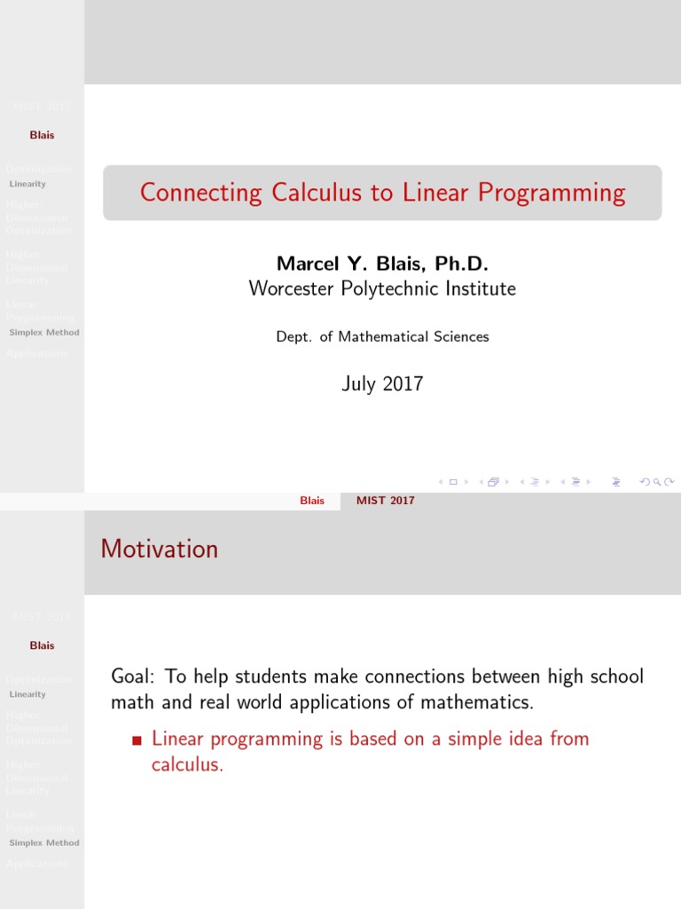 Marcel Blais Linear - Programming - Talk - MIST - 2017 | PDF | Linear Programming | Mathematical ...