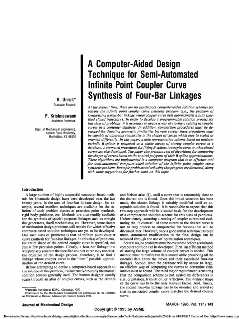 A CAD Technique For Coupler Curve Synthesis of 4 Bar Linkages | PDF ...