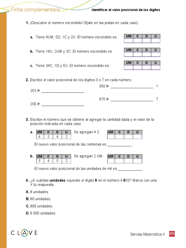 Valor posicional de los dígitos | PDF