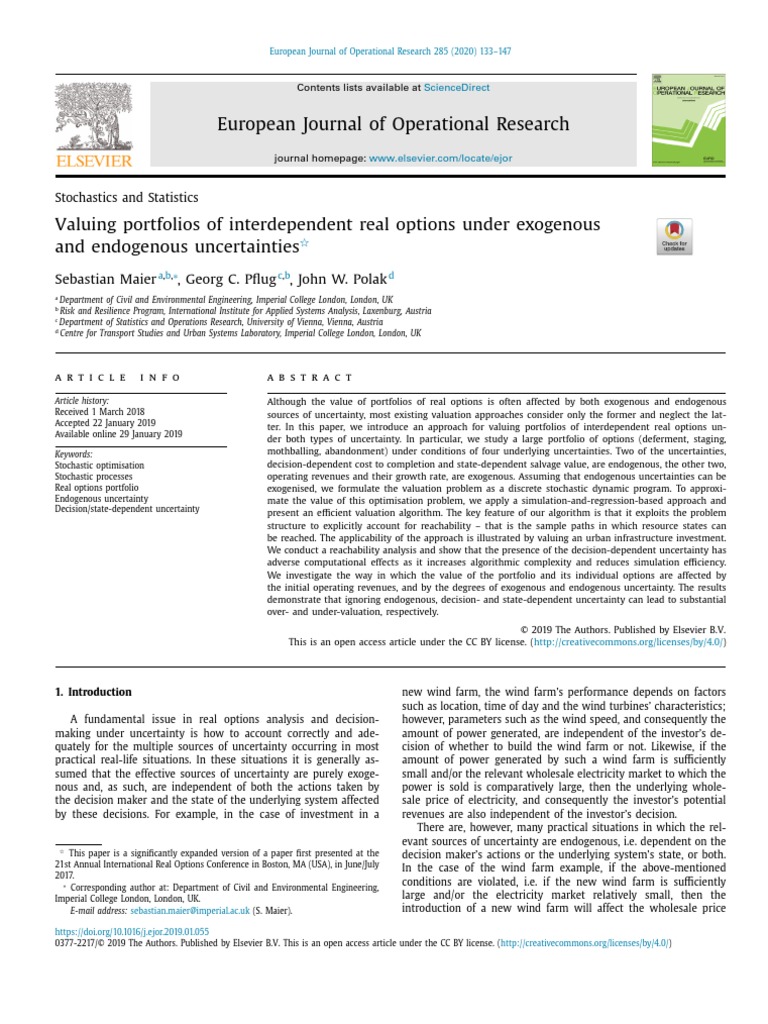 European Journal of Operational Research | PDF | Option (Finance ...