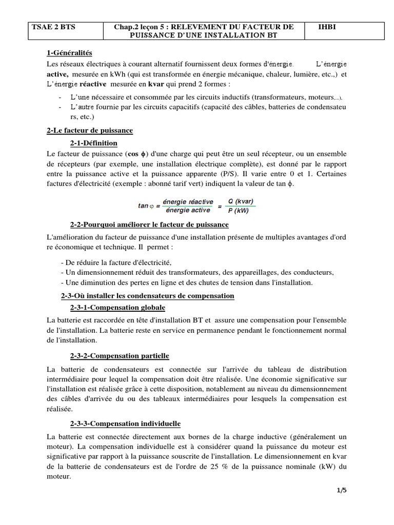 Relevement Du Facteur de Puissance | PDF | Puissance (physique) | Grandeur physique