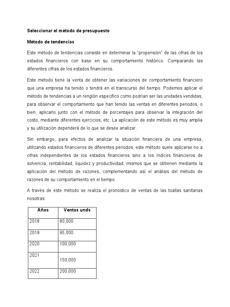 Método de Tendencias en Presupuestos | PDF