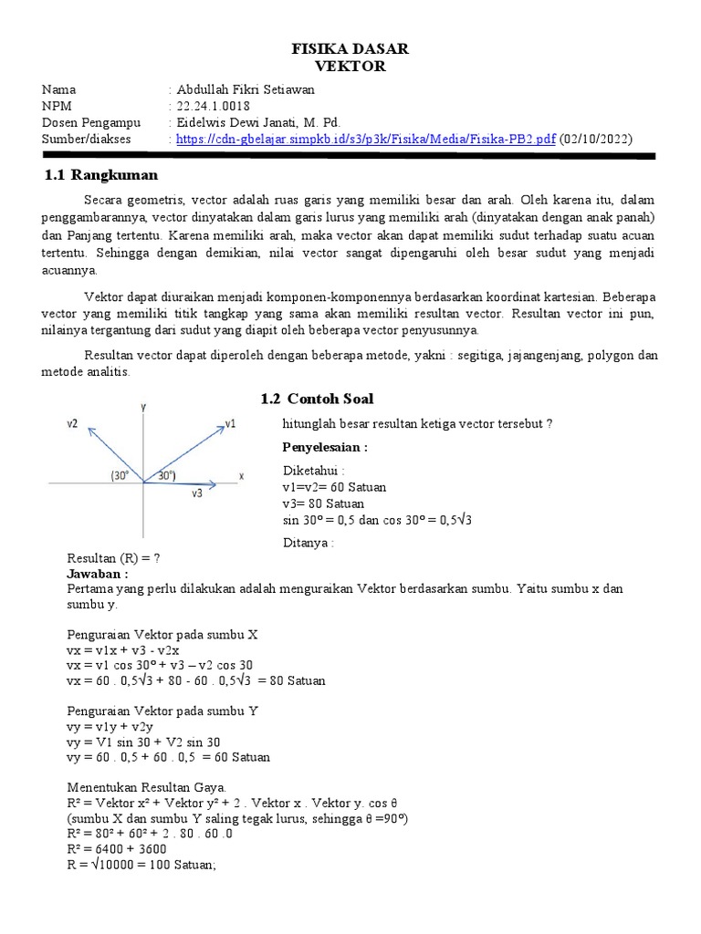 Rangkuman Vektor Fisika Dasar | PDF