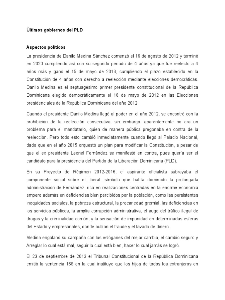 Presidencia de Danilo Medina: Logros y Desafíos | PDF | República ...