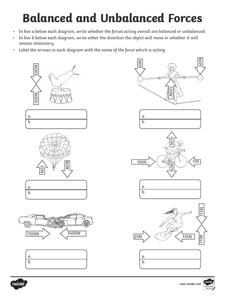 Balanced and Unbalanced Forces Activity | PDF