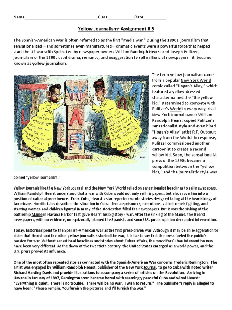 Yellow Journalism Activity | PDF