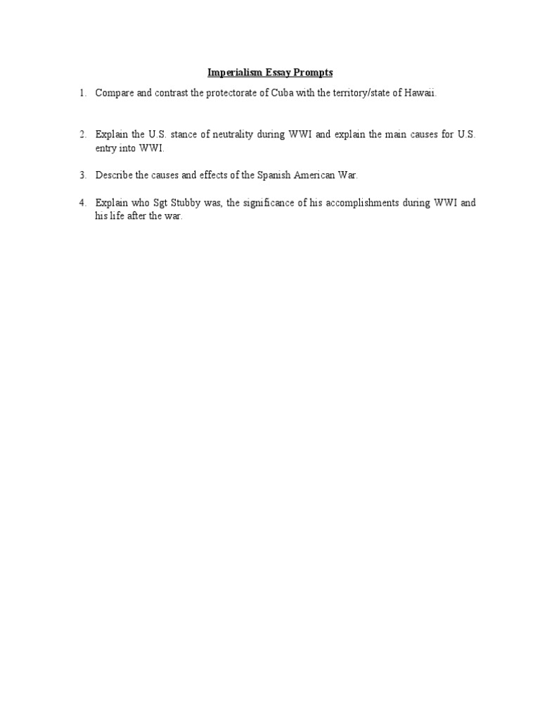 Imperialism Essay Prompts | PDF | Politics | History