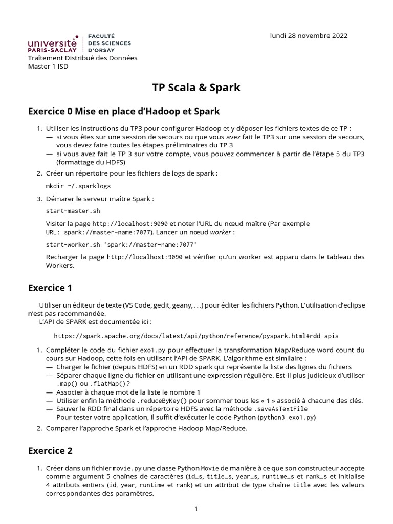 TP Scala | PDF | Apache Hadoop | Python (Langage de programmation)