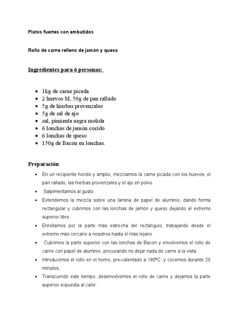 Recetas Con Embutidos | PDF | Panes | Relleno