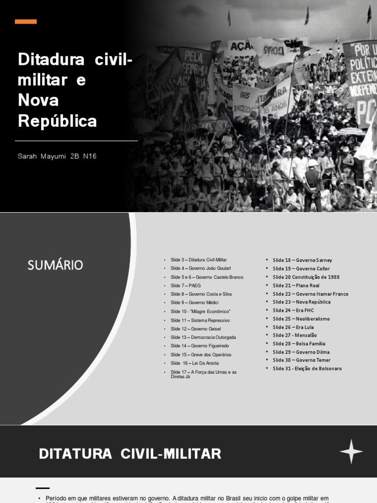 Ditadura Civil-Militar e Nova República | PDF | Brasil | Dilma Rousseff