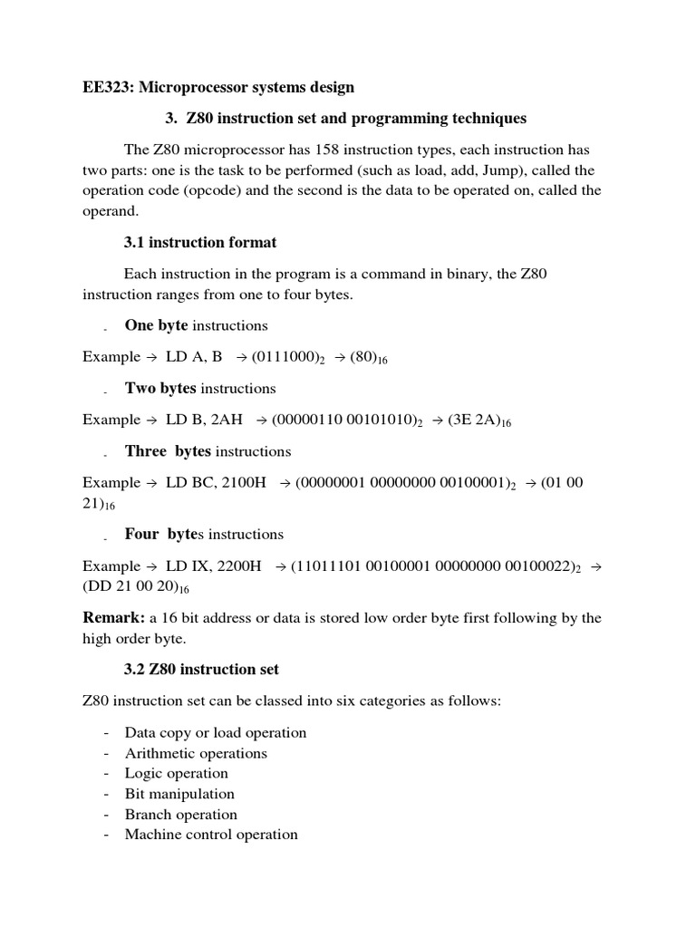 3 - Z80 Intsruction Set and Programming Techniques | PDF | Assembly Language | Computer Architecture
