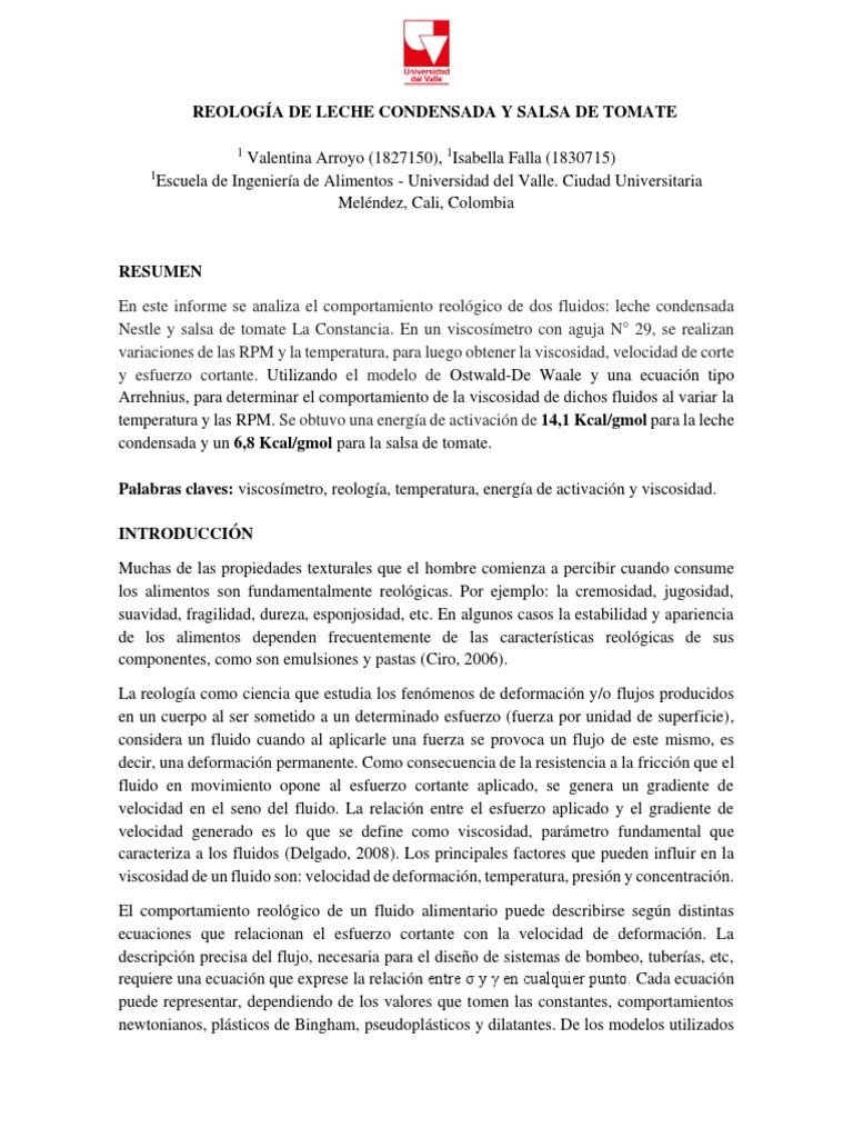 Reología de Fluidos | PDF | Reología | Viscosidad