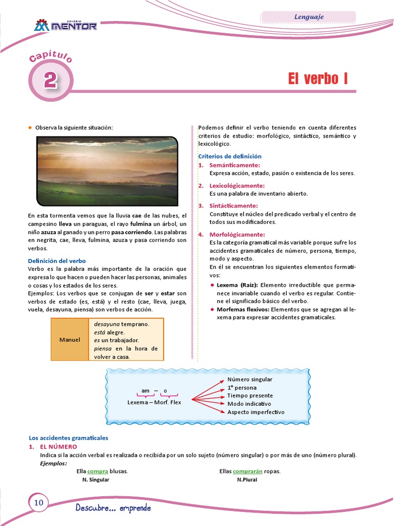 Definición y Uso del Verbo en Español | PDF | Verbo | Numero Gramatical