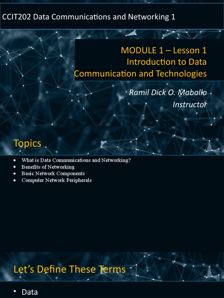 MODULE 1 - Lesson 1 Introduction To Data Communication and Technologies ...