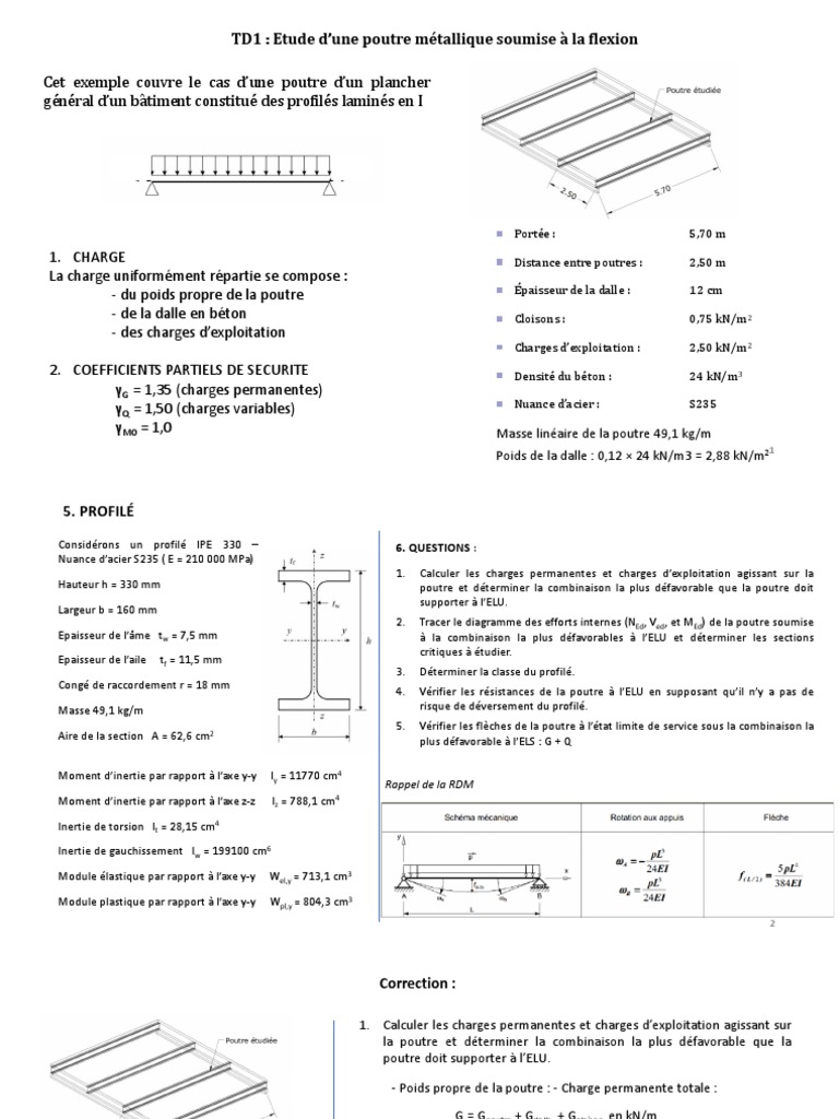 TD1 - Poutre Soumis À La Flexion Pure - Version Étudiants | PDF | Flexion (matériau ...