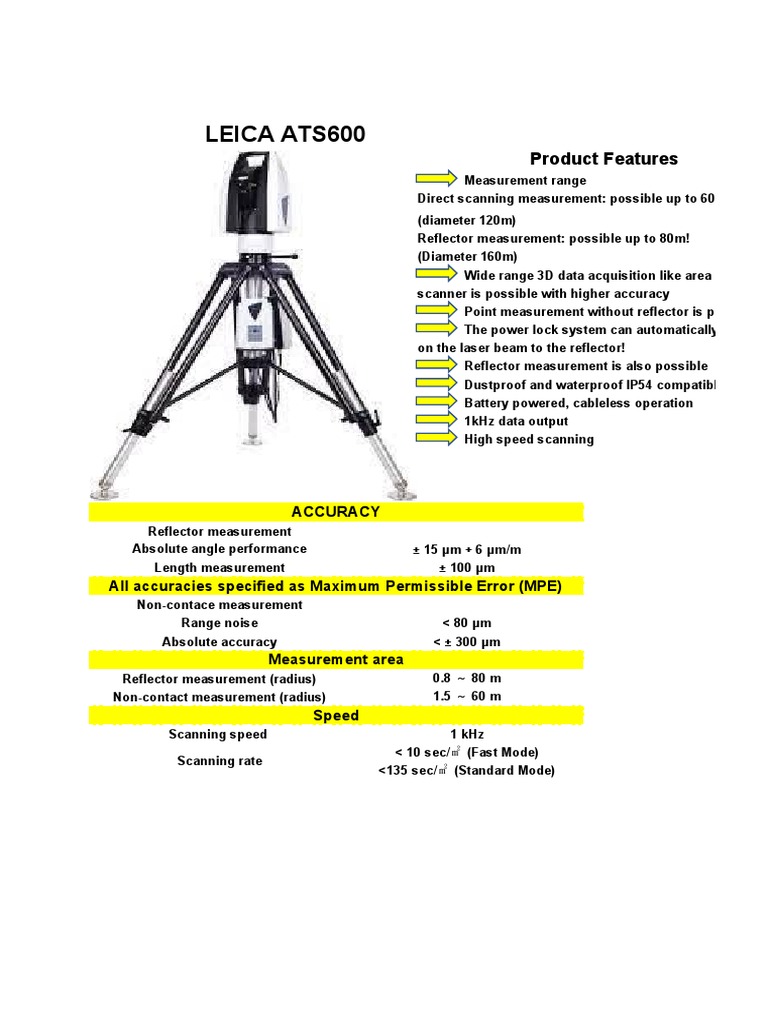 Leica ATS600: High-Precision 3D Scanner | PDF