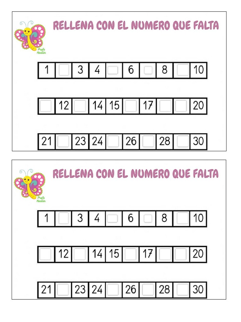 Completar Numeros Hasta El 30 | PDF