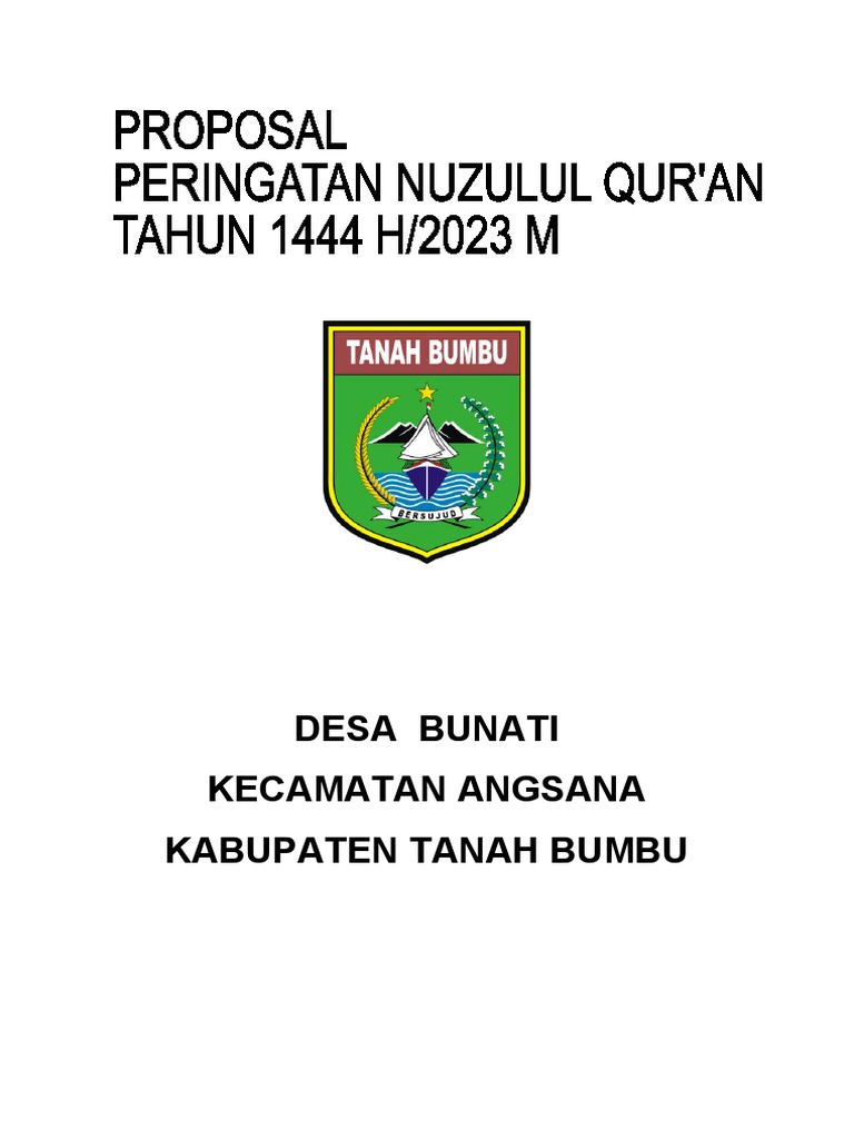 CONTOH PROPOSAL PERINGATAN NUZULUL QUR'AN Th.2023 | PDF
