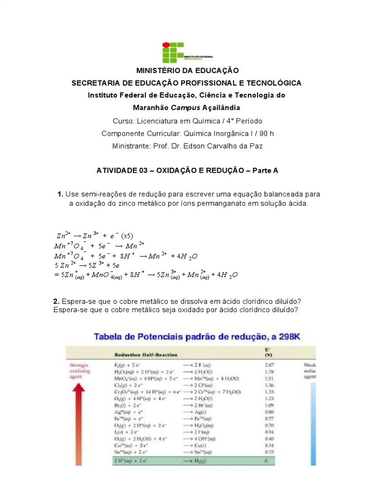 Atividade Redox | PDF