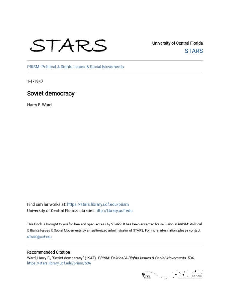 Soviet Democracy - Harry F. Ward | PDF | Socialism | Soviet Union