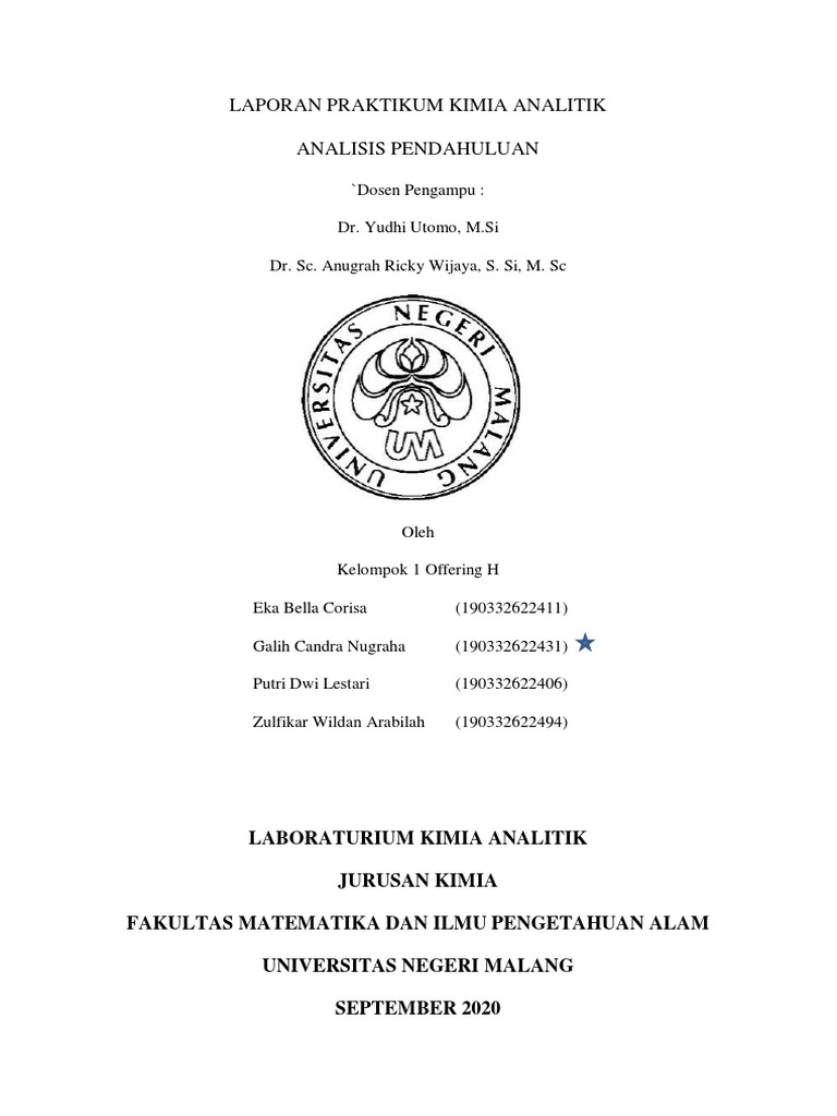 Kelompok 1 - Laporan Prak. Analitik Perc. 1 | PDF