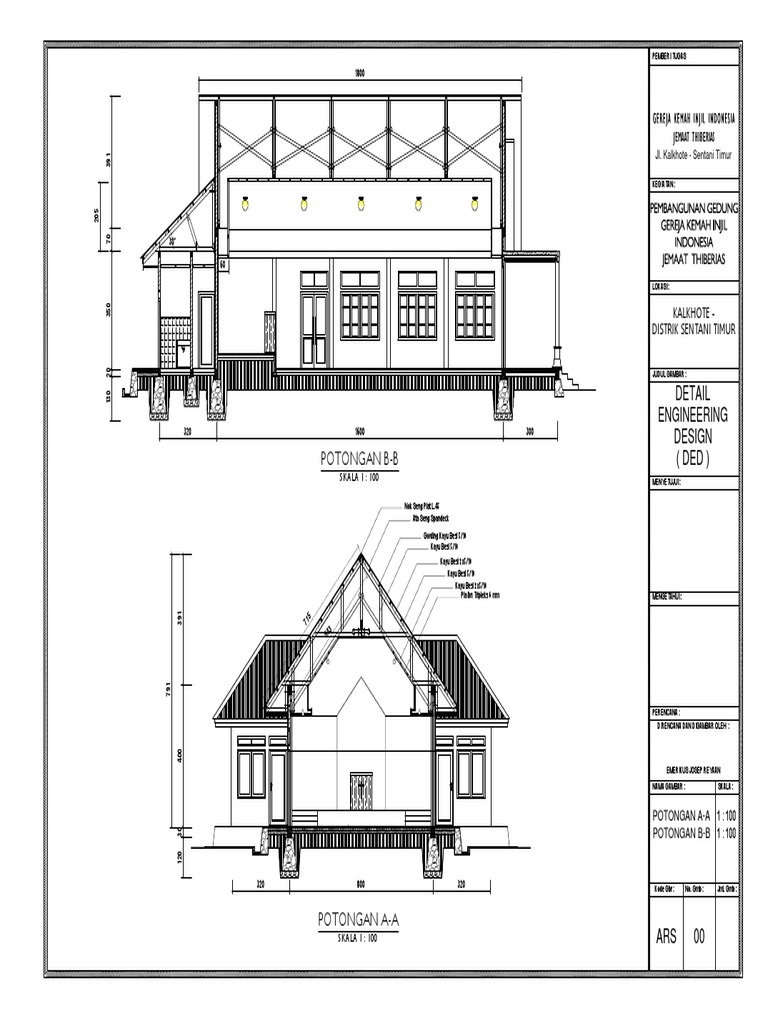 Potongan B-B: Detail Engineering Design (Ded) | PDF