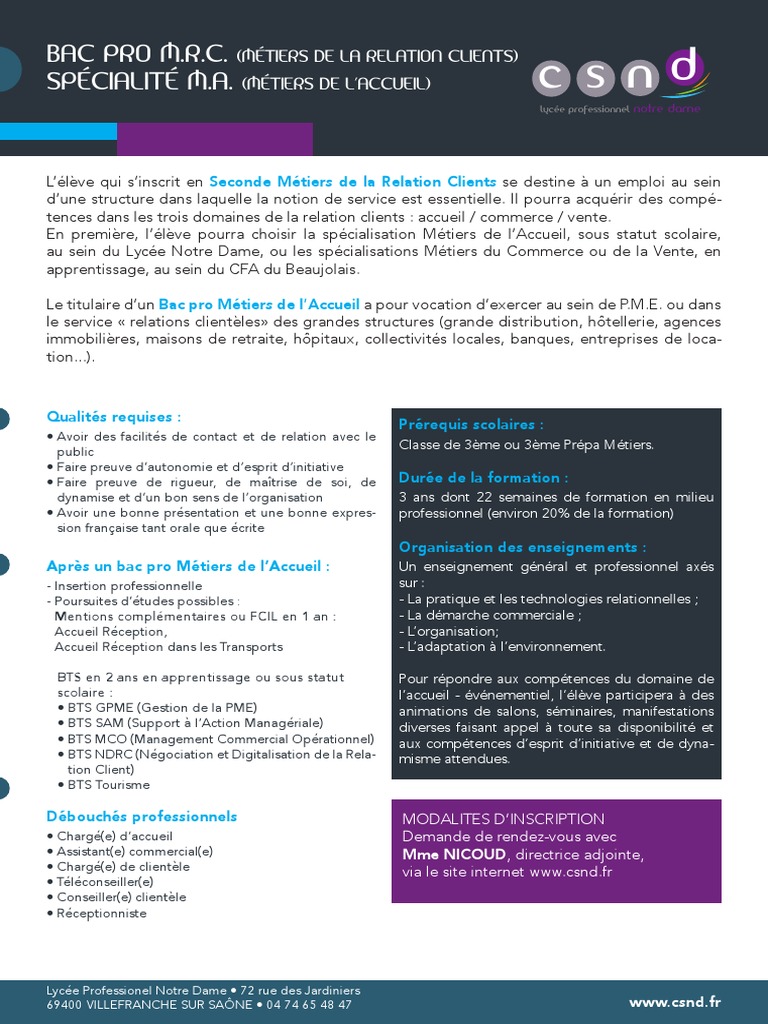 Bac Pro Métiers de la Relation Clients | PDF | Évolution de carrière