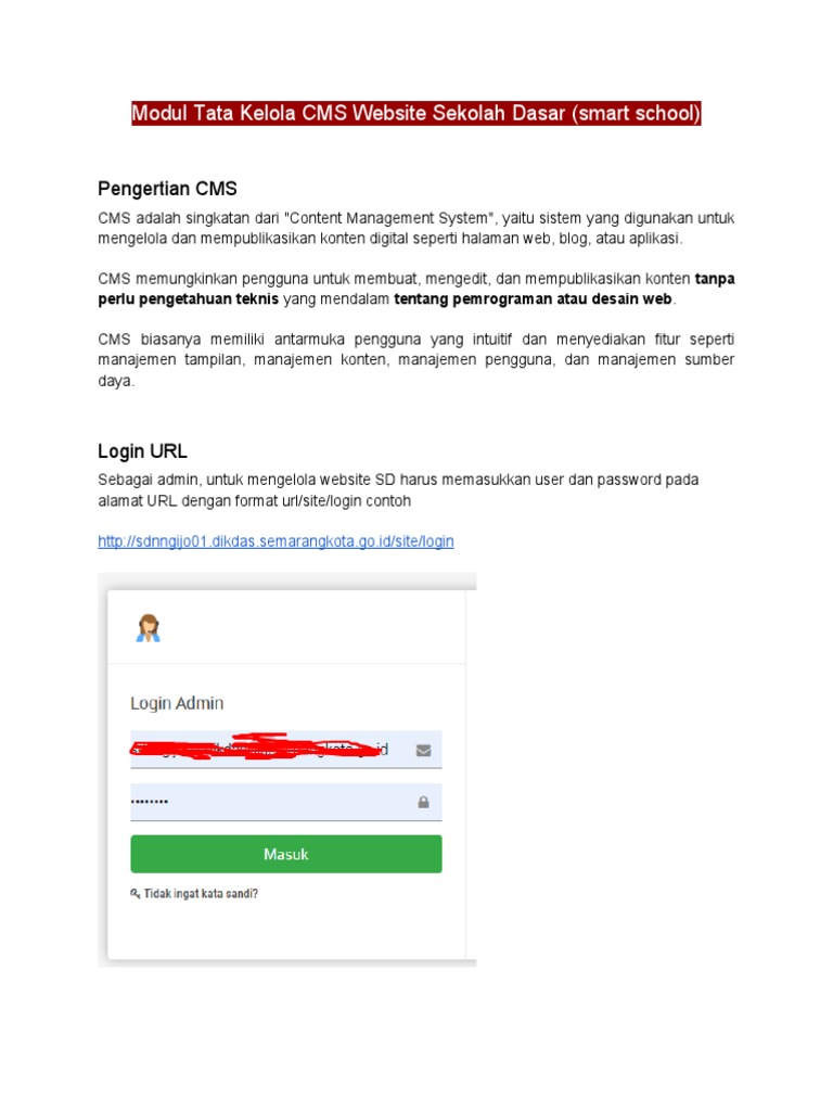 Modul Tata Kelola CMS Website Sekolah Dasar (Smart School) | PDF