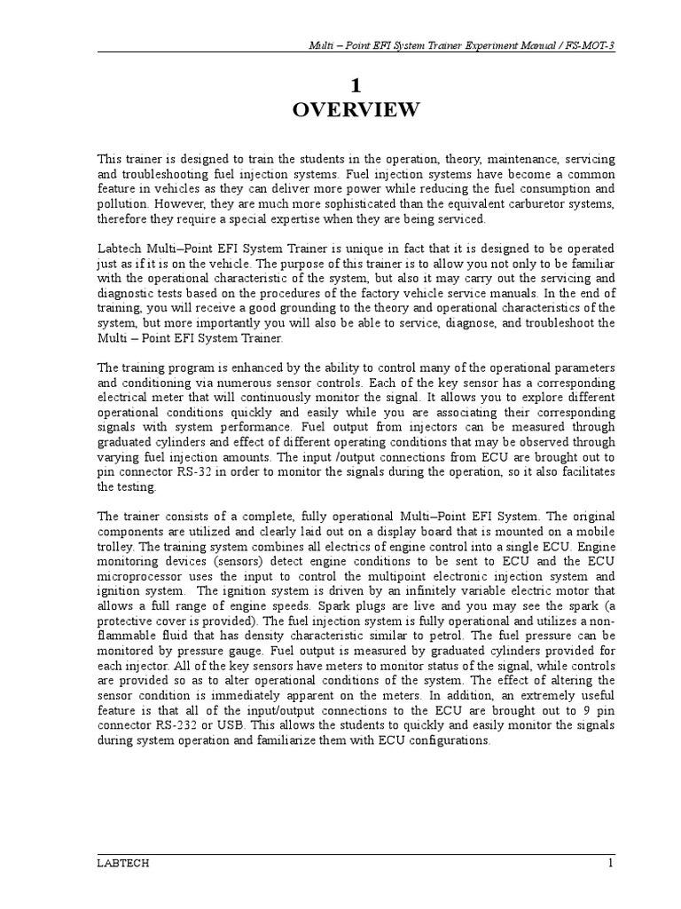 Overview Electronic Fuel Injection | PDF | Fuel Injection | Ignition System