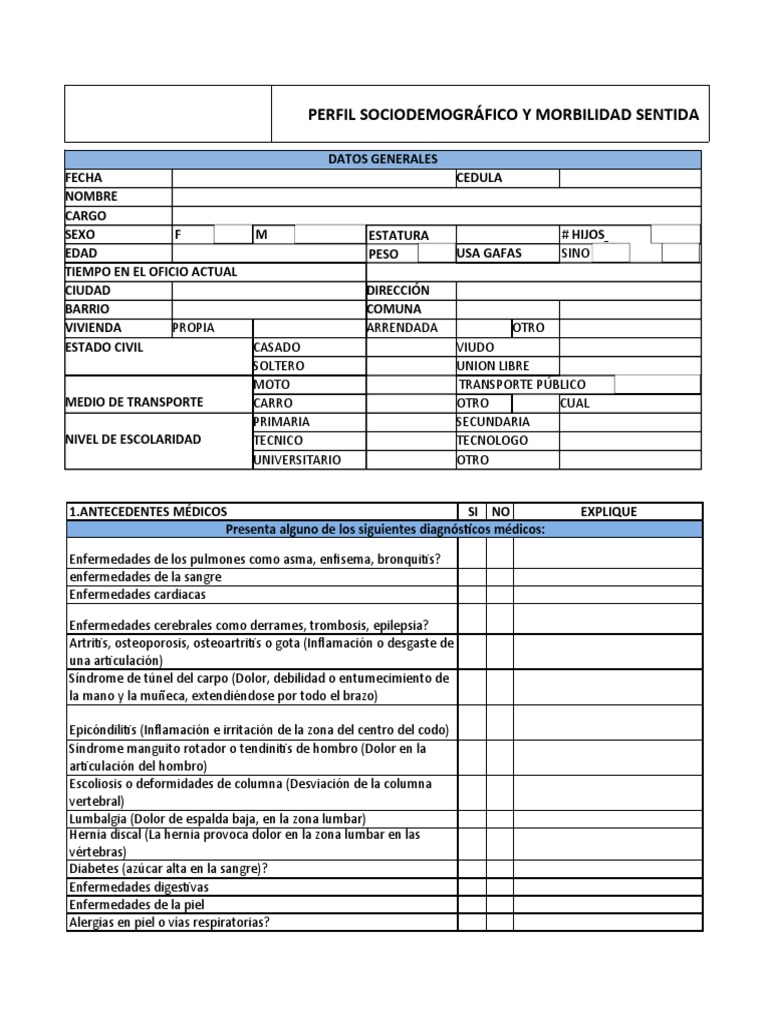 Perfil Sociodemográfico y Morbilidad Sentida | PDF | Dolor lumbar ...
