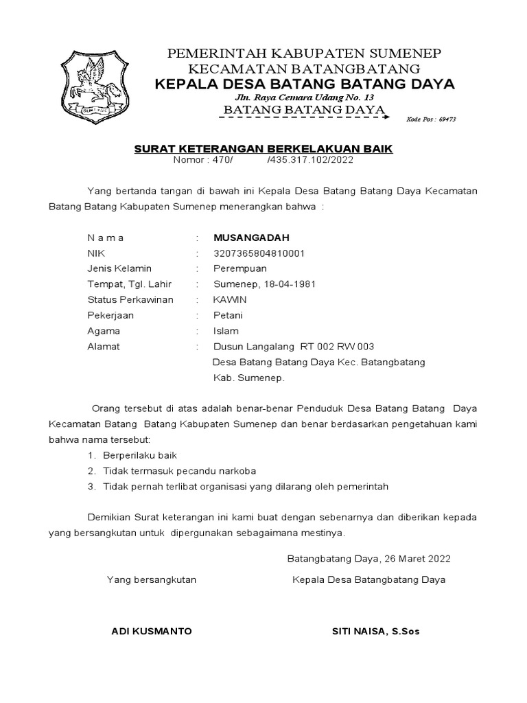 Kepala Desa Batang Batang Daya: Pemerintah Kabupaten Sumenep Kecamatan ...