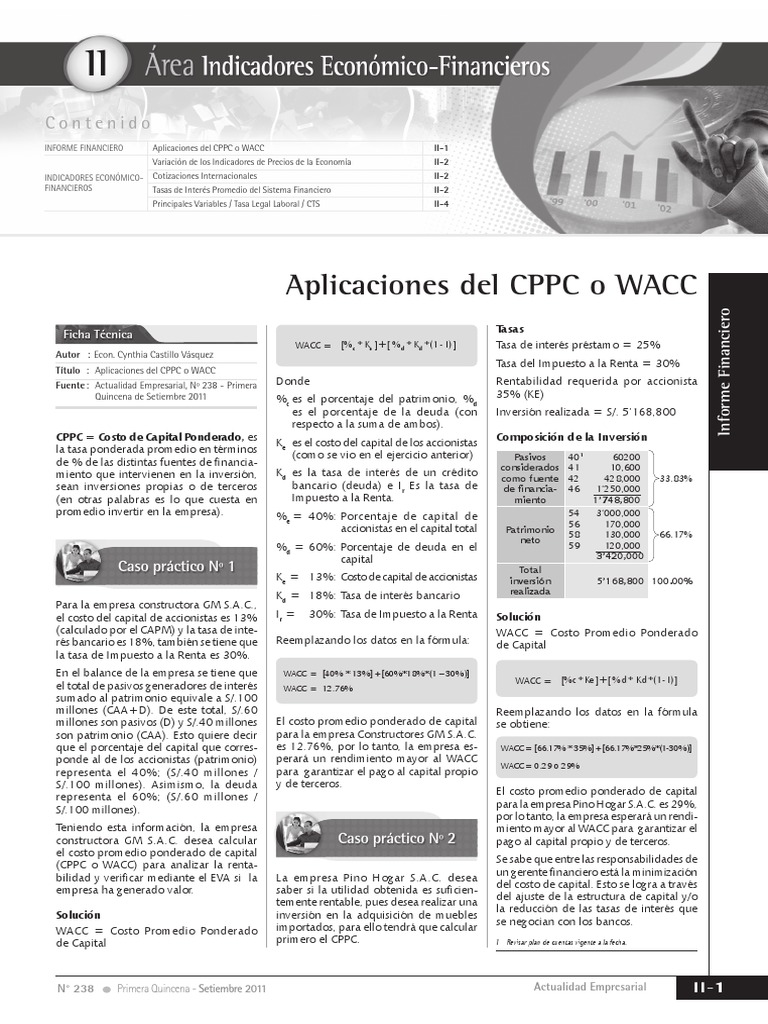 Tema 2.... Aplicaciones CPPC o WACC | PDF | Interés | Deuda