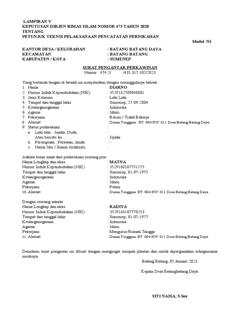 Dusun Tenggina RT. 004 RW. 011 Desa Batang Batang Daya | PDF