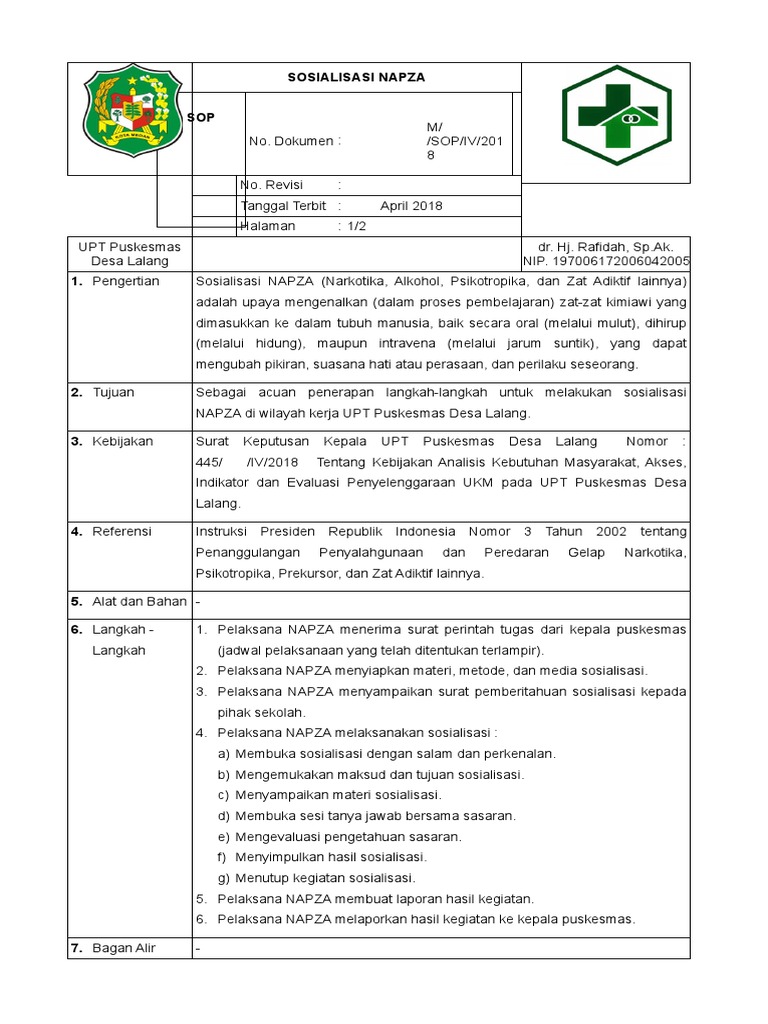 Sop Sosialisasi Napza KD | PDF