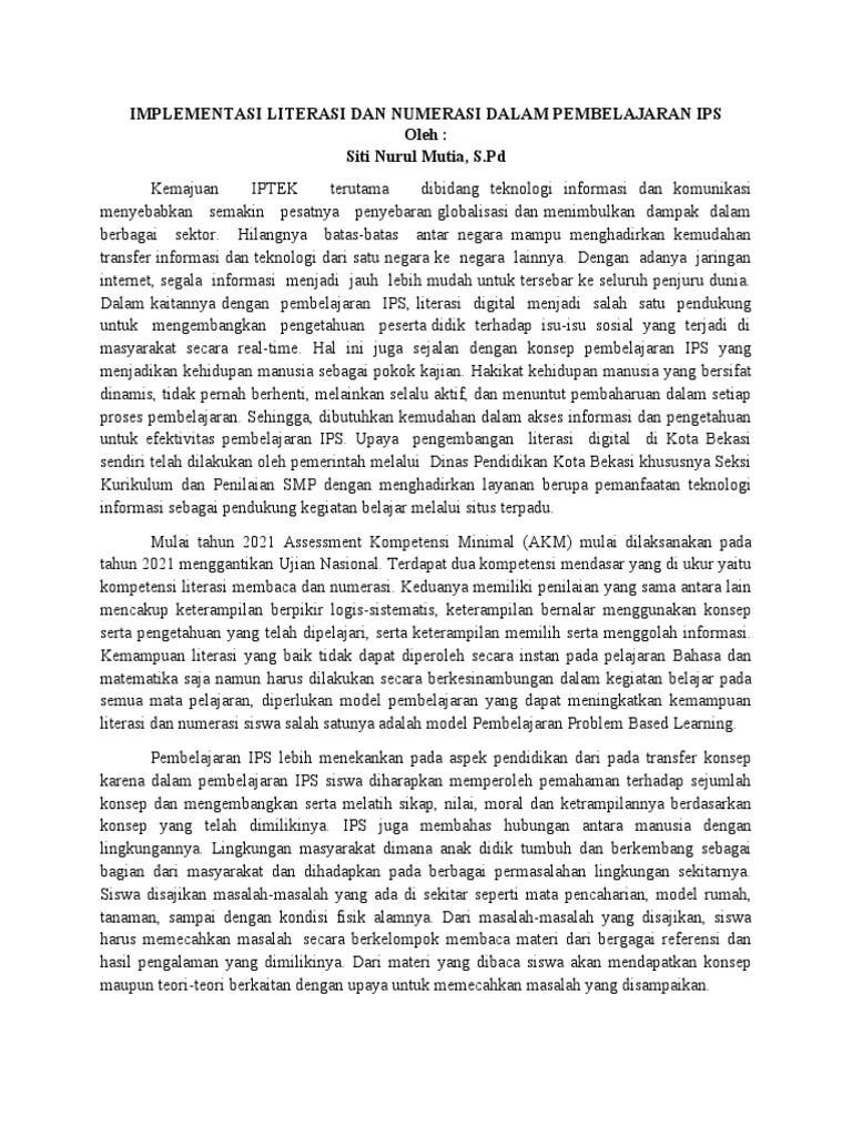 Tugas Pemateri Pak Budi - Implementasi Litnum | PDF