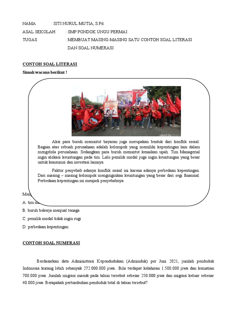 Tugas Pemateri Pak Jajang - Contoh Soal Litnum | PDF