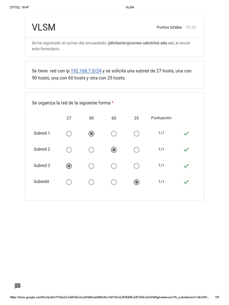VLSM | PDF | Protocolos de red | Red de computadoras