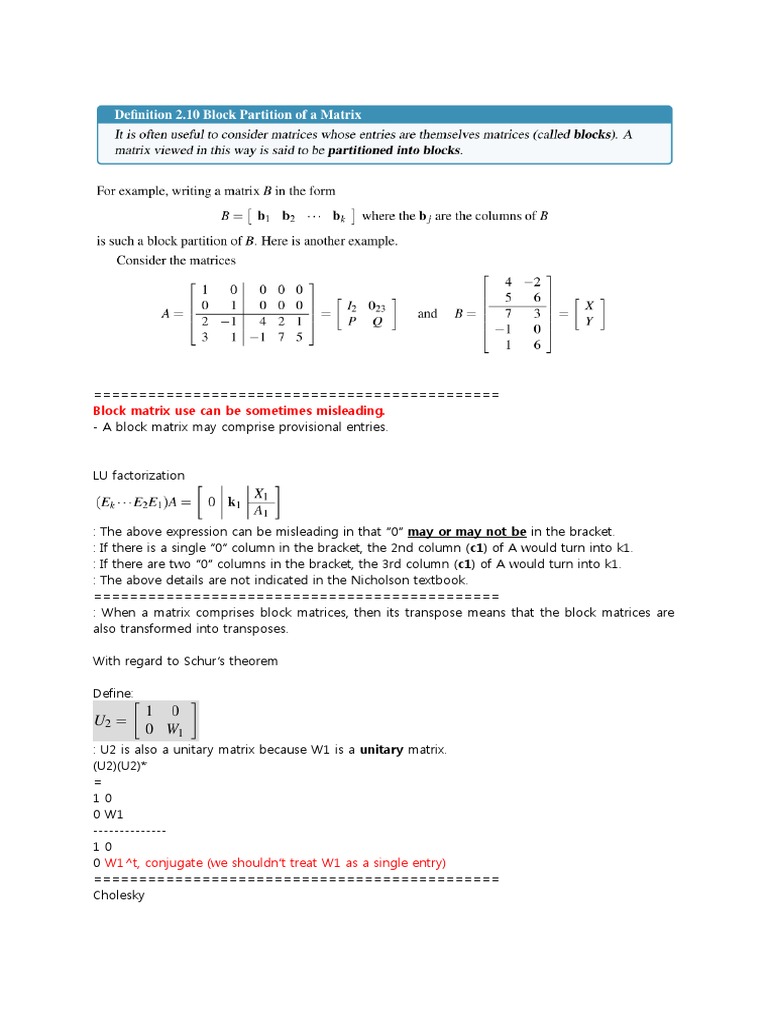 Block Matrices | PDF