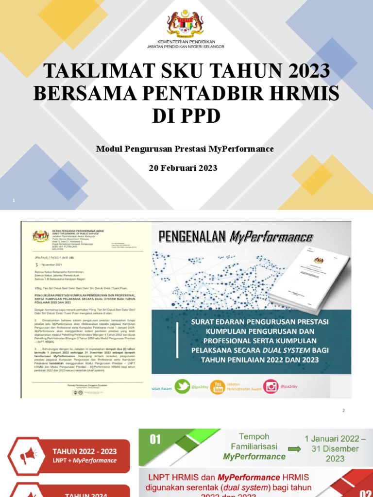 Taklimat Sku Tahun 2023 Bersama Pentadbir Hrmis Di PPD: 20 Februari ...