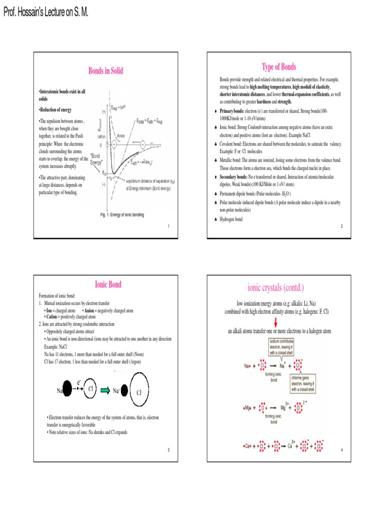 Bonds in Solid 4 S | PDF | Chemical Bond | Ionic Bonding