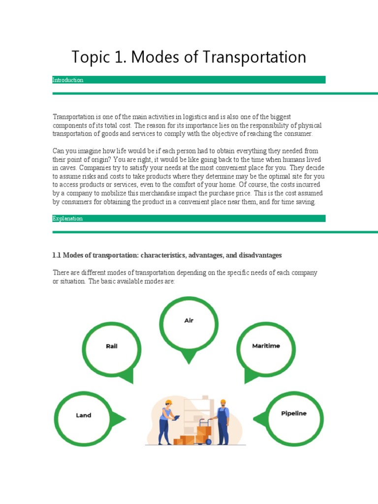 Topic 1 Modes of Transportation | PDF | Cargo | Transport